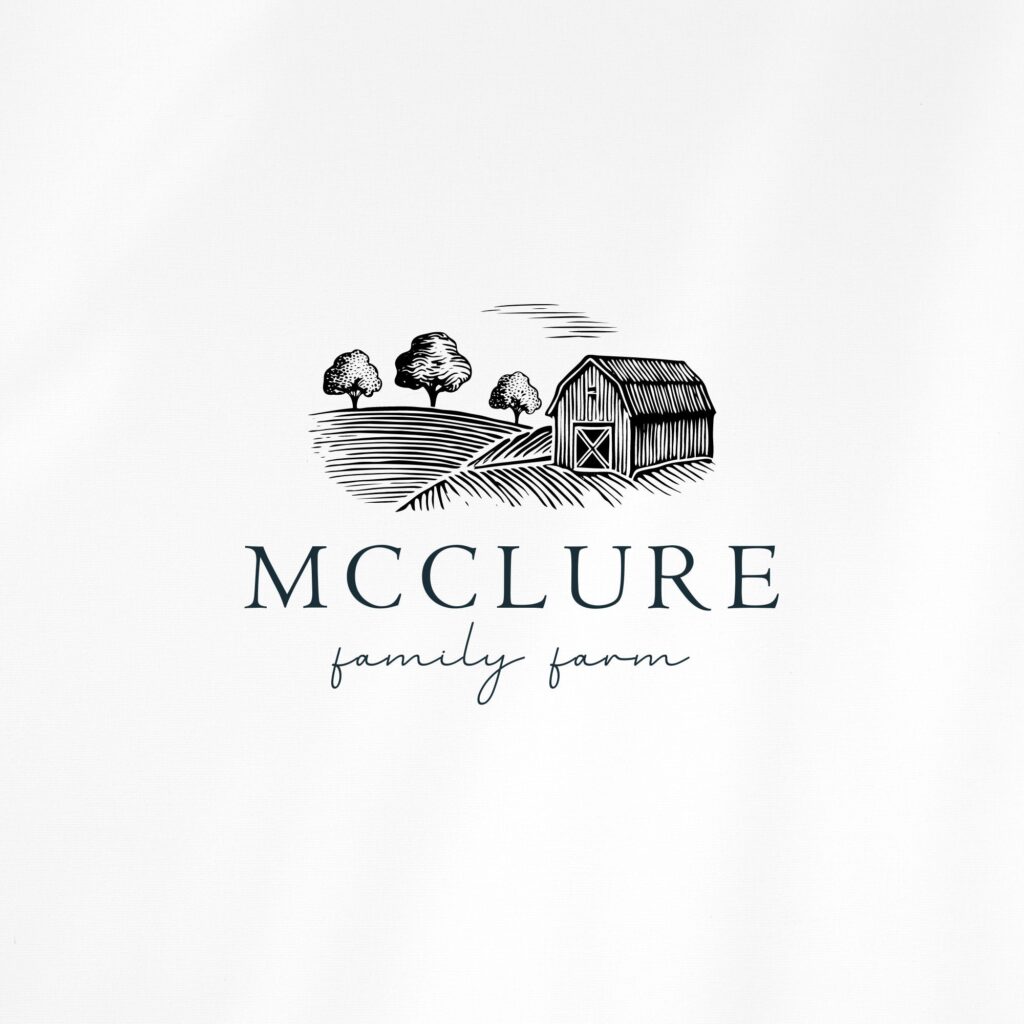 Family Farm Logo Design – Family Farm House Drawing Logo – Custom Hand ...